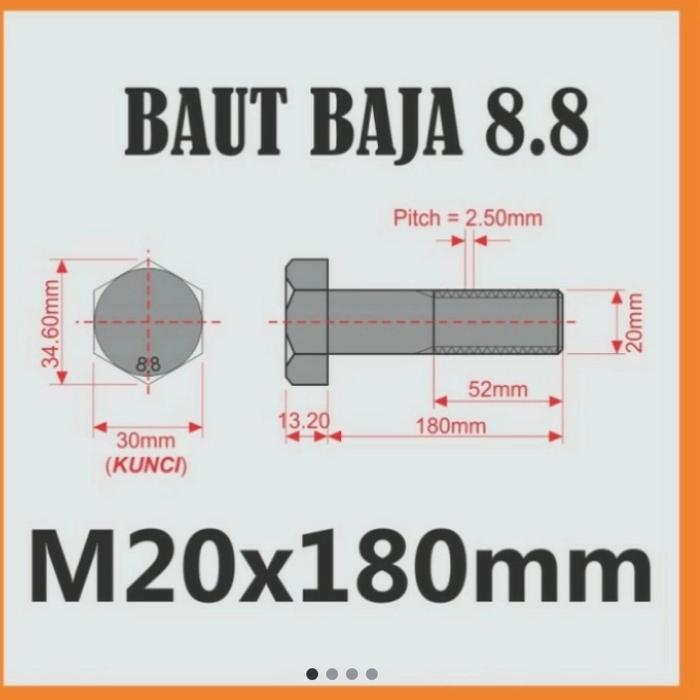 Jual Baut Mur Baja 8.8 m20 x 180 mm / Hex Bolt nut murah - Jakarta Pusat - Cipta Anugerah_NEW ...