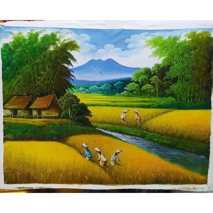 Lukisan Pemandangan Sawah Padi