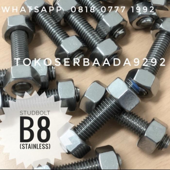 Promo Studbolt & Nut B8 (Stainless 304) uk 1/2 x 5-1/4" ; Baut Stud SS ...