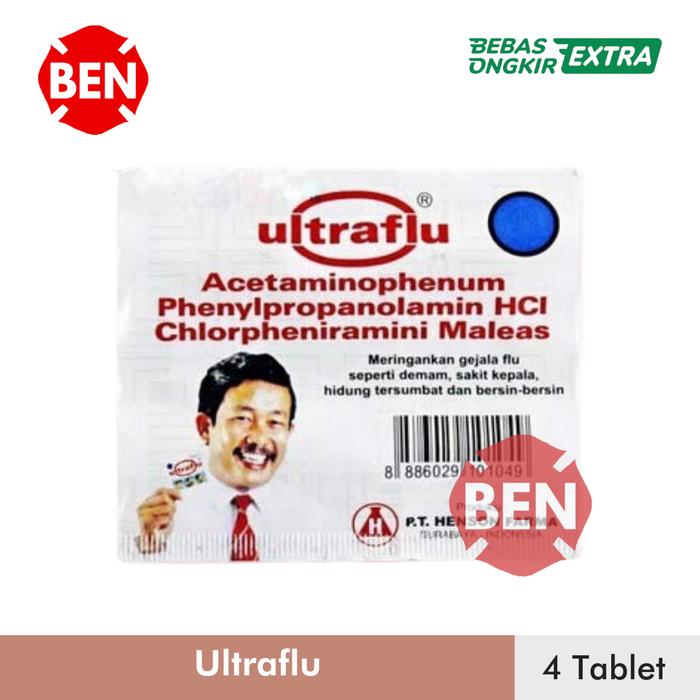 Jual Ultraflu 1 Strip / 4 Tablet Kaplet / Obat Flu, Bersin, Demam ...