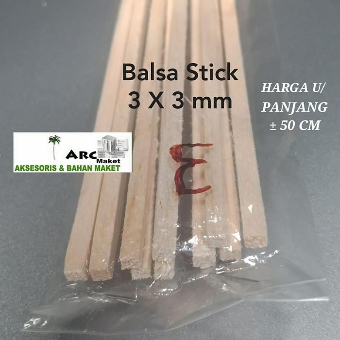 Jual KAYU BALSA STICK 3mmx3mm BAHAN MAKET ARSITEKTUR/DESAIN INTERIOR ...