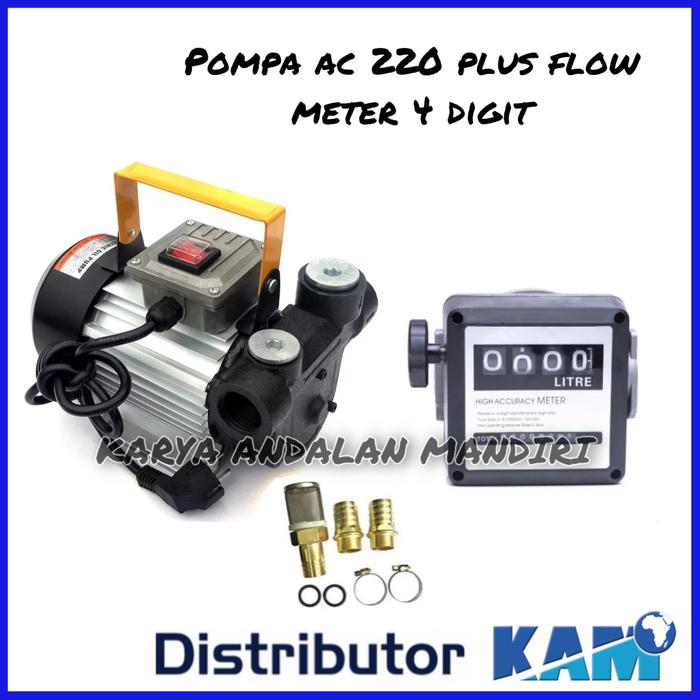 Jual Pompa transfer solar ac 220V + Flow meter Solar 4 Digit Pompa ...