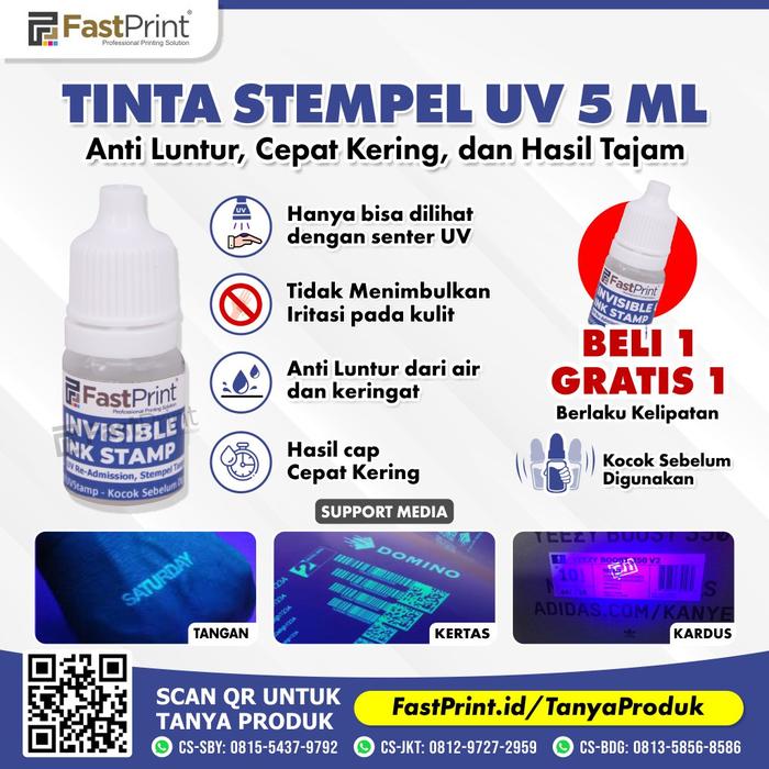 Jual Tinta Stempel UV Ultaviolet Invisible Ink Glow Stamp 5ML 5 ML ...