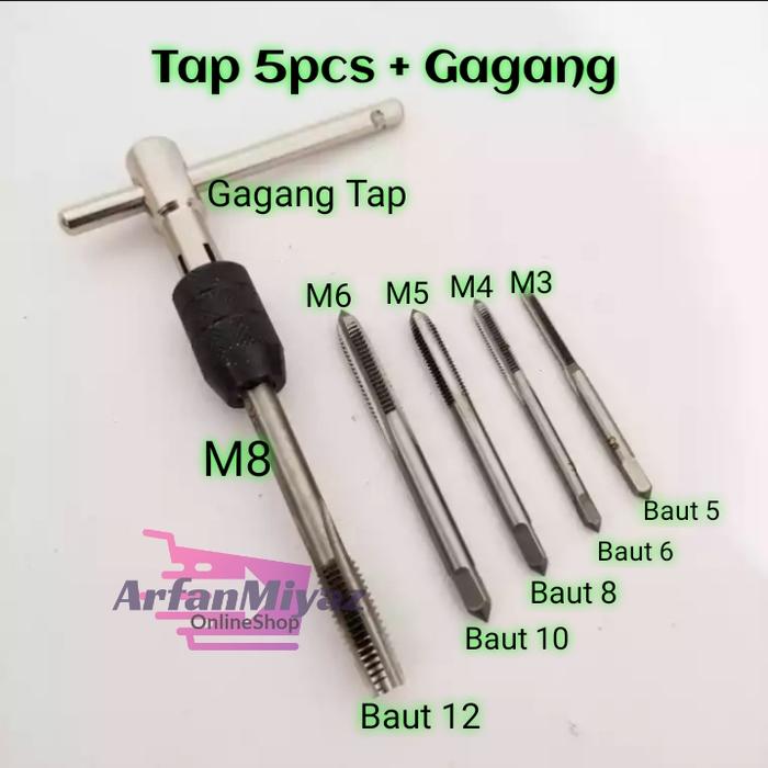 Jual Promo Set 5 pcs Alat Pembuat Drat Plus Gagang I Hand Tap Tapping ...