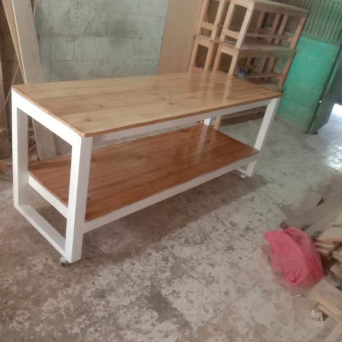 Jual 2susu ber roda meja kerja meja serbaguna bahan full kayu jati ...