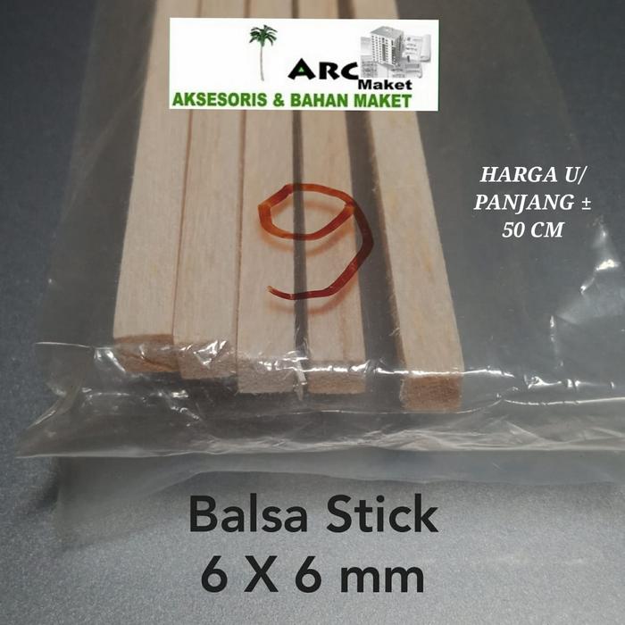 Jual KAYU BALSA STICK 6mmx6mm BAHAN MAKET ARSITEKTUR/DESAIN INTERIOR ...