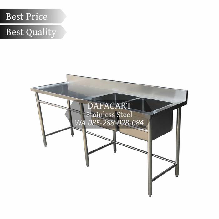 Jual Sink Meja Panjang Bak Cuci Piring Stainless 2 Bowl Kitchen Set ...