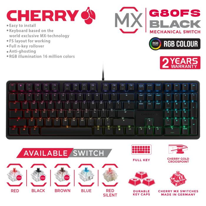 Promo Cherry MX Mechanical Gaming Keyboard G80-3000S FS RGB BLACK ...