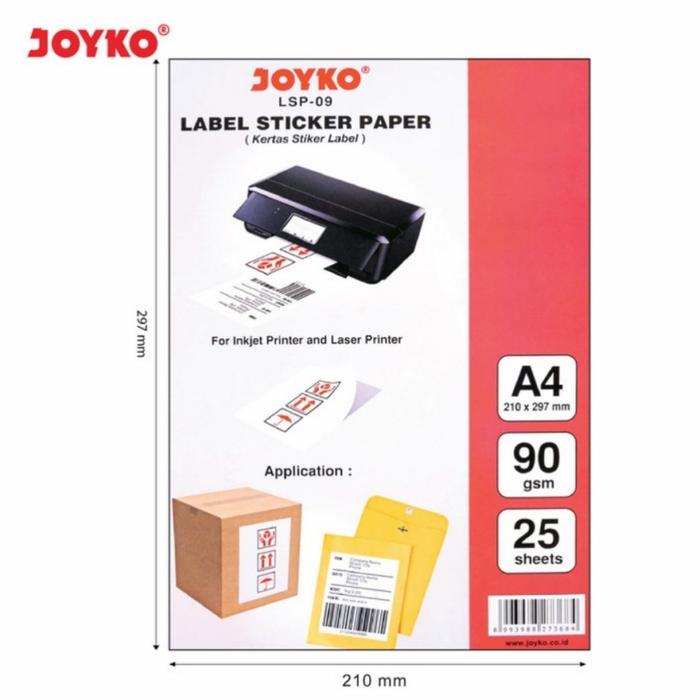Jual Joyko Kertas Label A4 Sticker Paper LSP-09 Cetak Online Shop ...