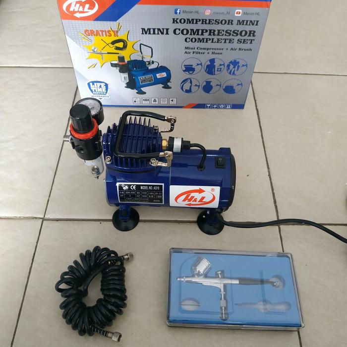 Jual Mesin Kompresor Listrik Mini H&L Set Komplit Selang dan Air Pen ...