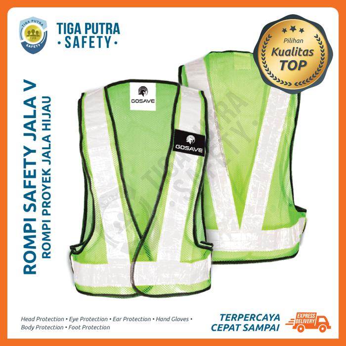 Jual Rompi Safety Proyek Hijau / Vest Jaring Jala V Scotlight Gosave ...
