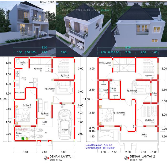 Denah Rumah Minimalis 2 Lantai