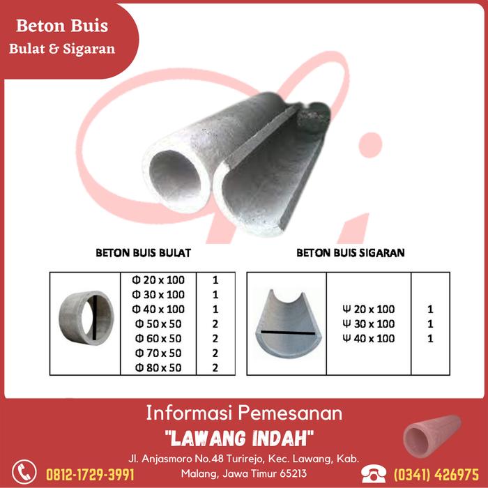 Jual Buis Beton Bulat dan Belah / Sigaran Murah Di Jawa TImur - 50 cm ...