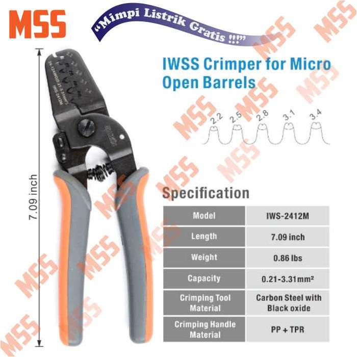 Jual IWISS IWS-2412M Tang Crimping Terminals JAM,MOLEX,TYCO, JST AWG24 ...