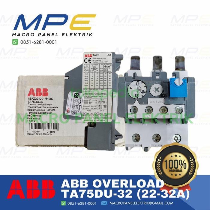Jual Thermal Overload Relay ABB TA 75 DU 32 22-32A Overload ABB TA75 DU ...