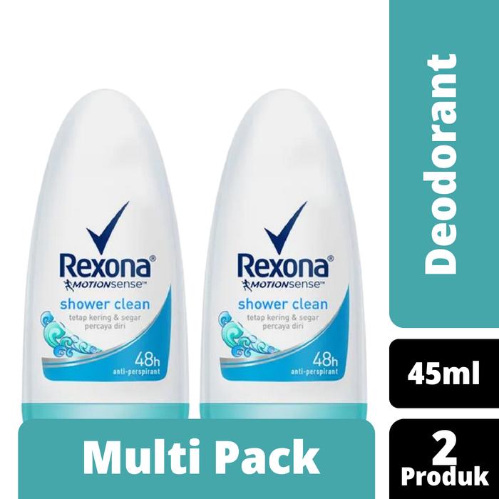 Promo Rexona Women Deodorant Roll On Shower Clean - 45ml Twin Pack ...