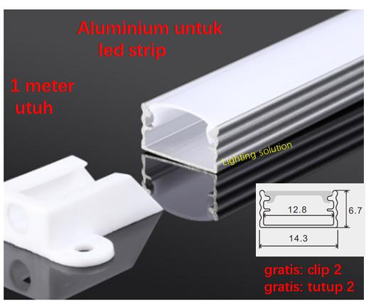 Jual HOUSING LED STRIP ALUMUNIUM WITH DOFF COVER KAP LED STRIP 1 METER ...