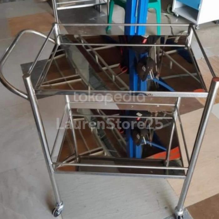 Jual TROLLY INSTRUMEN 2 SUSUN STAINLIS STEEL Troly Meja MEDIS TROLI ...