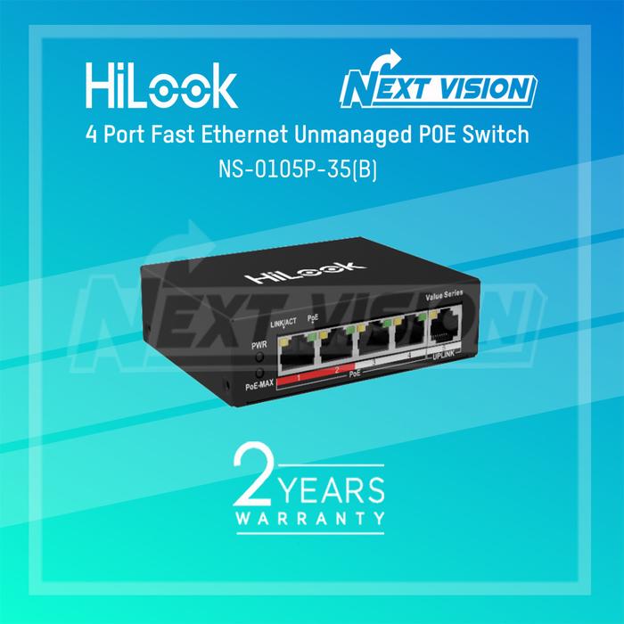 Jual NS-0105P-35(B) - HILOOK 4 PORT FAST ETHERNET POE SWITCH - Jakarta Barat - Next Vision Store ...