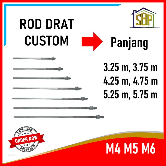 Jual Rod Rot Drat M4 M5 M6 Panjang 3,25 3,75 4,25 4,75 5,25 5,75 Meter ...