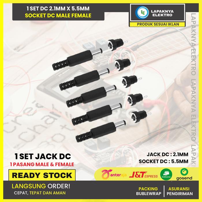 Jual Jack Dc Power 1 Set DC 2.1mm x 5.5mm Socket DC Male Female - Kab ...