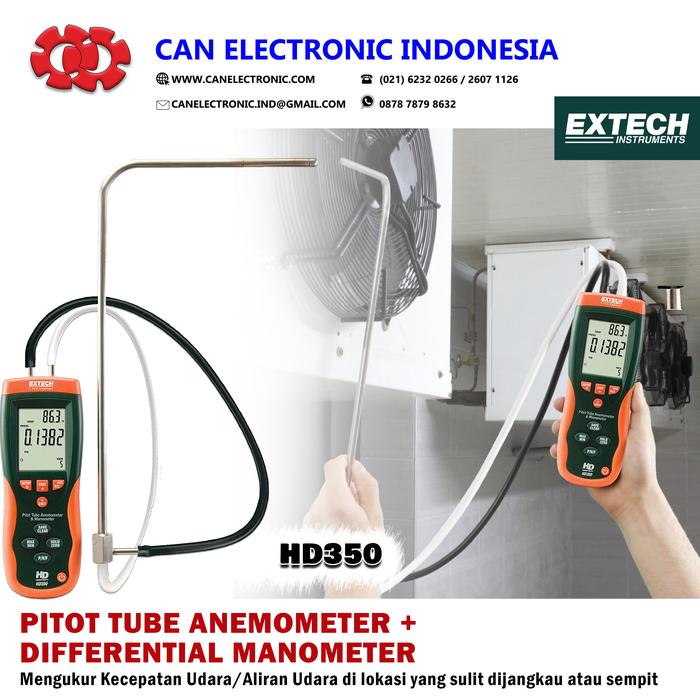 Jual Pitot Tube Anemometer + Differential Manometer Extech HD350 ...