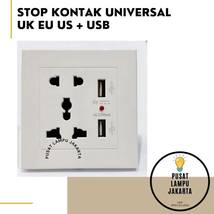 Jual STOP KONTAK UNIVERSAL UK EU US + USB STOP KONTAK WALLPLUG SOCKET ...