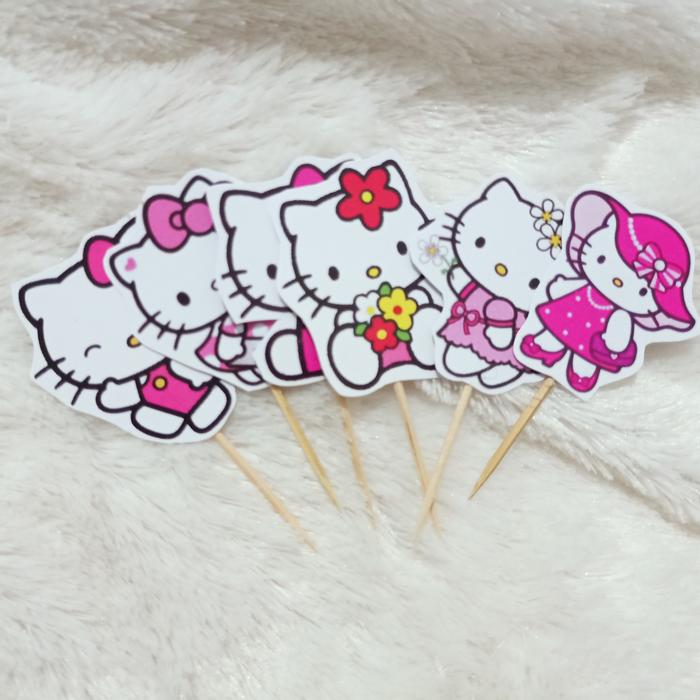 Jual TOPPER CAKE/CUPCAKE karakter hello Kitty - HBD nma umur ft - Kab ...