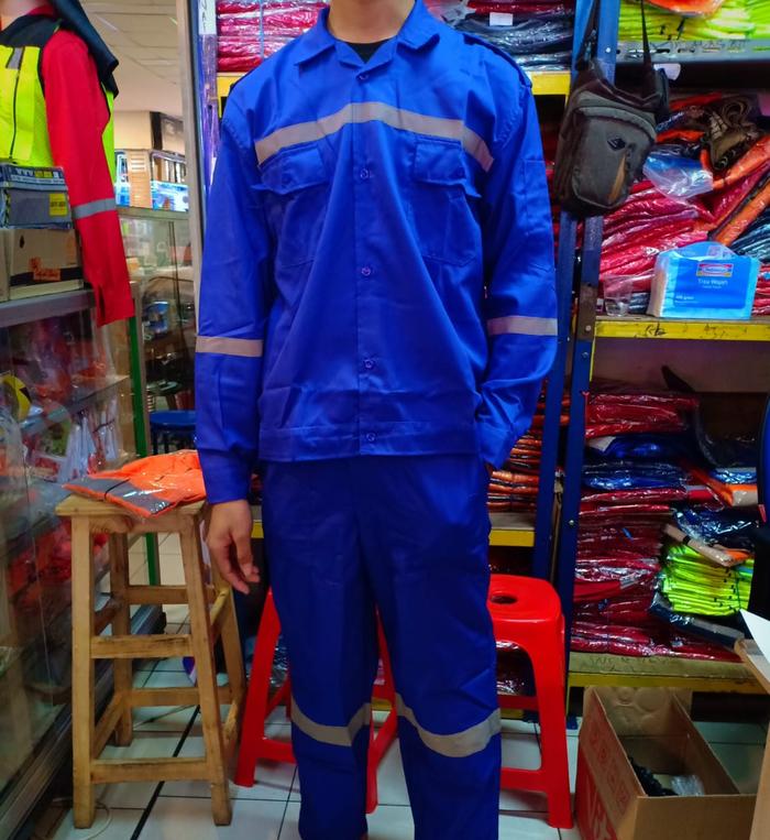 Jual Baju seragam safety baju celana / seragam kerja proyek warna biru ...