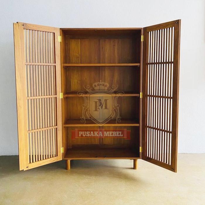 Jual lemari hias vintage, rak buku minimalis kayu, lemari cabinet kayu ...