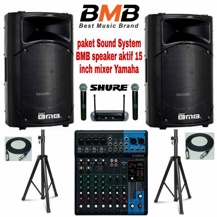 Jual Paket Sound System BMB Speaker Aktif 15 Inch + Mixer Yamaha 10 ...