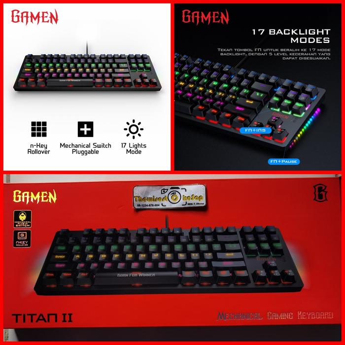 Jual Gaming Keyboard Mechanical GAMEN Titan II Pluggable Blue Switch ...