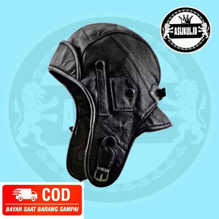Jual TOPI PILOT PESAWAT PARALAYANG TOPI HELM MOTOR KULIT ASLI TOPI ...