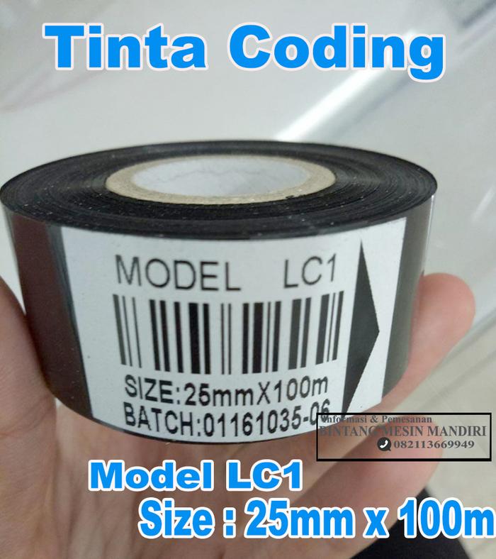 Jual Ribbon tape 25mmx100m LC1 Tinta pita mesin coding expired date ...