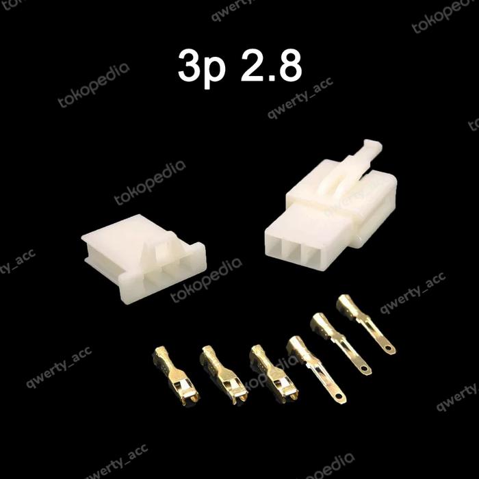 Jual 1 Set Socket Socket Konektor Sambungan Kabel 3P Pin NYLON Ukuran ...