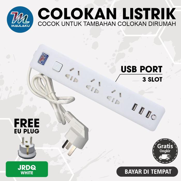 Jual Colokan Listrik Stok Kontak 3 USB Port + 3 Electric Plug dengan ...