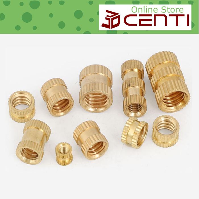 Jual M3 3mm 6mm 10mm Brass Copper Thread Knurl Insert Nut Mur Tanam ...