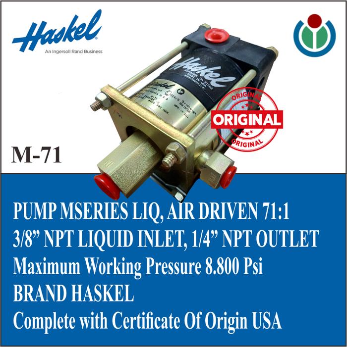 Jual HASKEL - PUMP MSERIES LIQ, AIR DRIVEN 71:1 Type M-71 - Kab. Bekasi ...