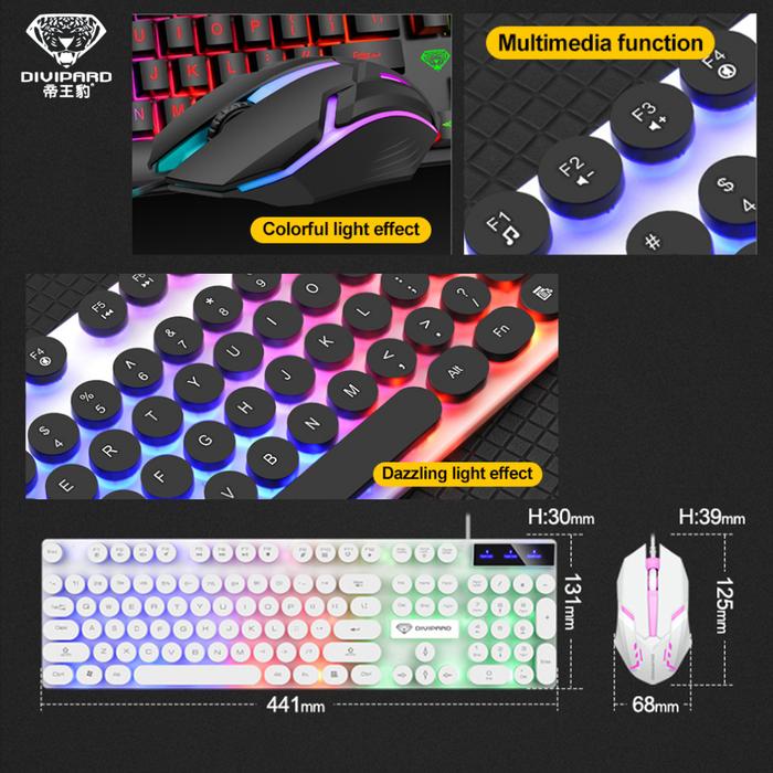 Jual Divipard Keyboard Plus Mouse Gaming Gmk-30 Kabel Usb 2.0 Plus Led ...
