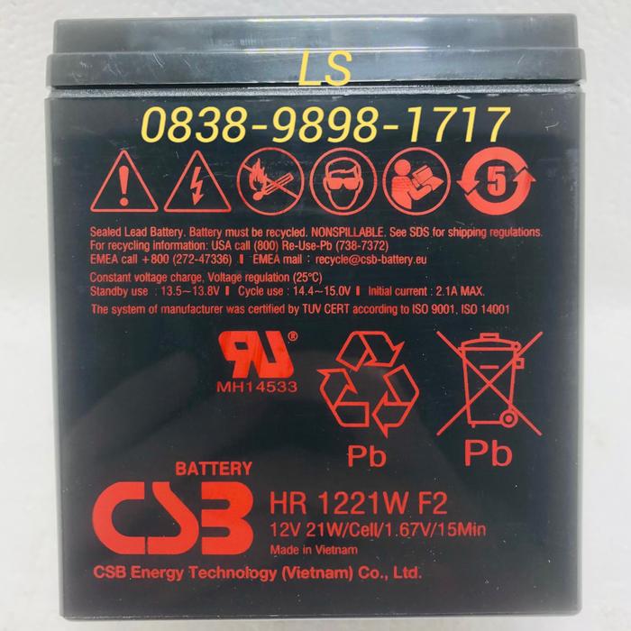 Jual Aki Baterai CSB Hitachi 12V 5Ah HR1221W F2 - HR 1221W UPS APC HR ...