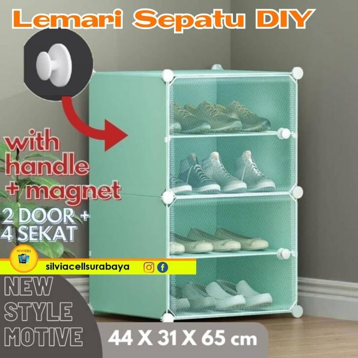 Jual RAK SEPATU DIY RAK LEMARI BUKU TAS 4 PINTU /SUSUN/KOTAK PORTABLE ...