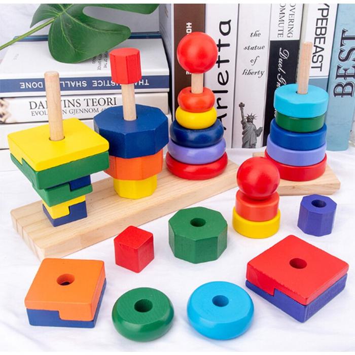 Jual 3 In 1 Tower Stacking Ring - Mainan Kayu Piramida Susun Di Seller ...
