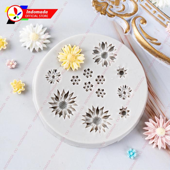 Jual Cetakan Silikon Fondant Bunga Aster Daisy Flower Resin Coklat Mold ...