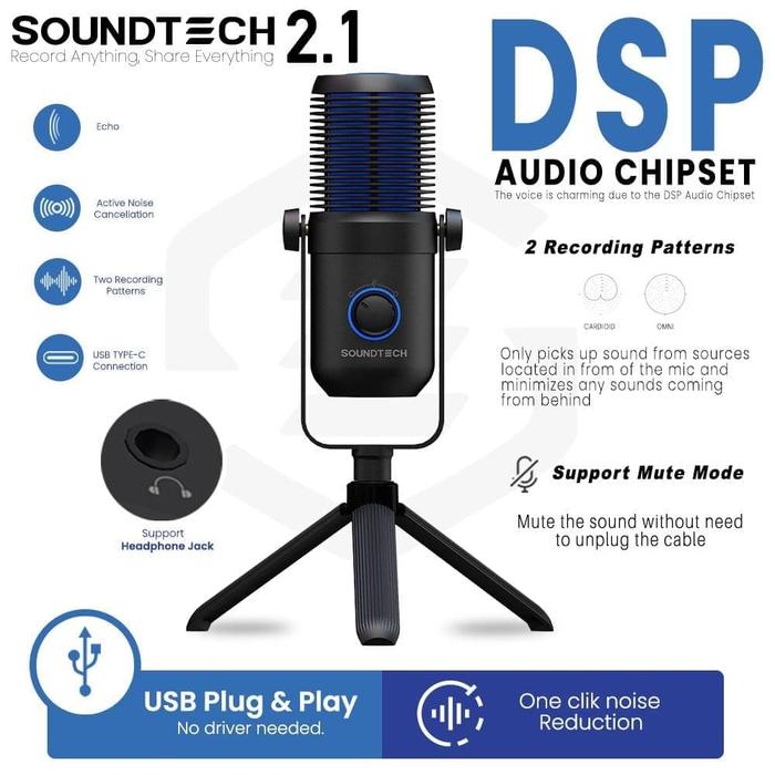 Promo SOUNDTECH 2.1 Microphone USB Condenser Cardioid and ...