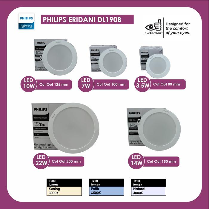 Jual Philips LED Downlight Eridani DL190B - 4000K/Neutral, 3,5Watt ...