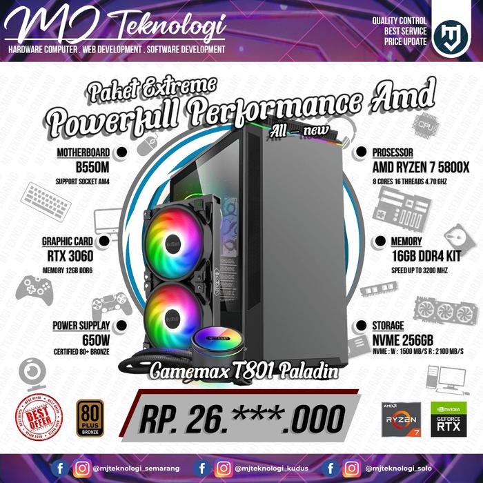 Jual PC RENDER EDITING GAMING RYZEN 7 5800X |RTX 3060 12GB DDR6|16GB ...