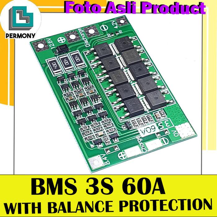 Jual BMS 3S 60A With Balance Protection Board 18650 Charger Lithium ...