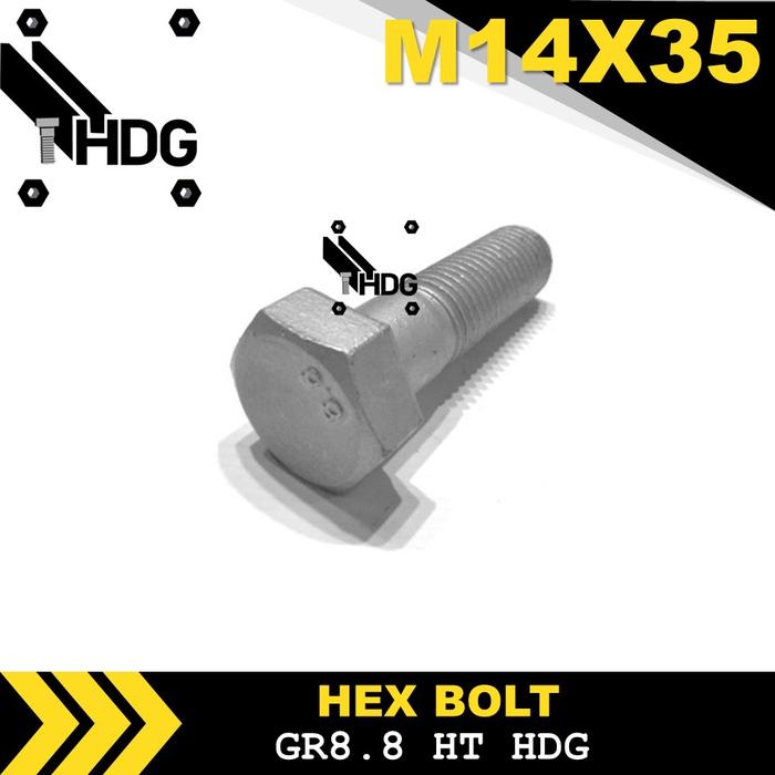 Jual HEX BOLT ONLY HALF THREAD GRADE 8.8 HOTDIP (HDG) M14 - M14X45 ...
