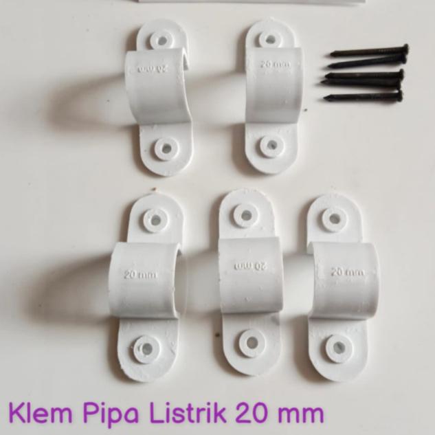 Jual Klem PIPA Conduit 20mm / Klem pipa listrik / CLAMP PIPA PVC PUTIH ...
