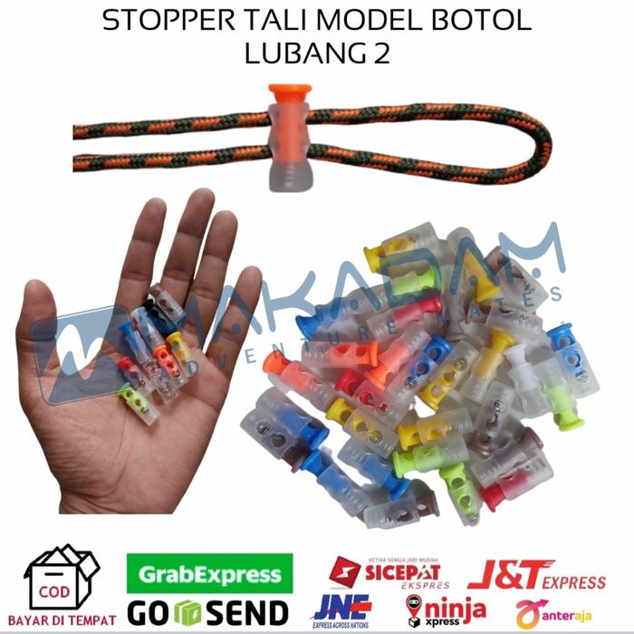 Jual stopper knop tali serut lubang 2 model botol warna transparan ...
